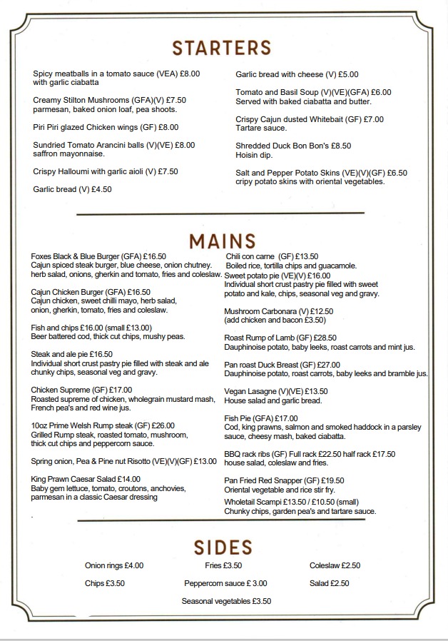 Main Menu - Cross Foxes - Erbistock